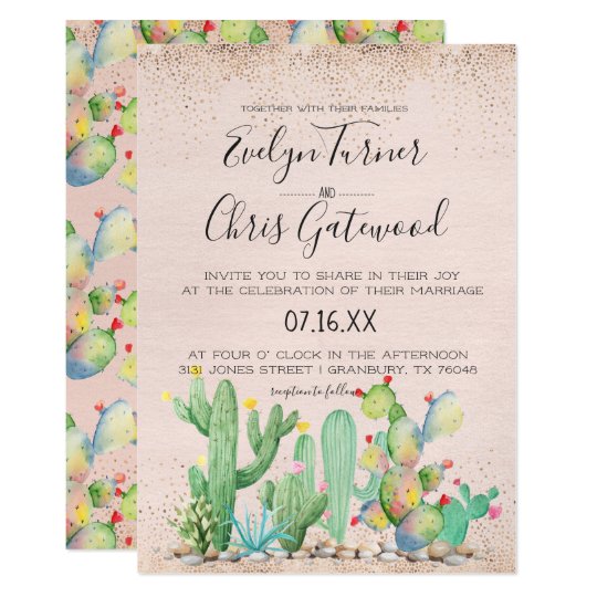 Glam Cactus Fiesta Wedding Invitation | Zazzle.com
