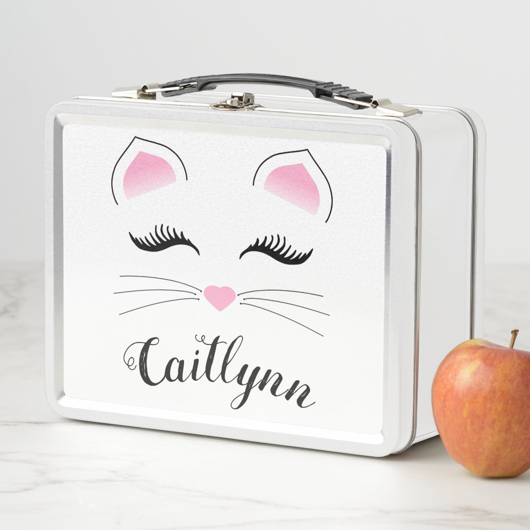 Glam Cat Face Metal Lunch Box | Zazzle