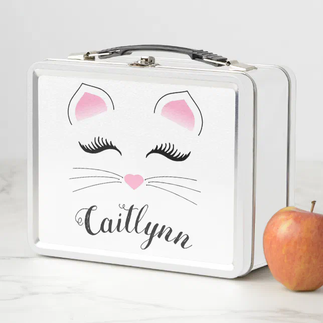 Glam Cat Face Metal Lunch Box | Zazzle