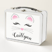 Glam Cat Face Metal Lunch Box | Zazzle