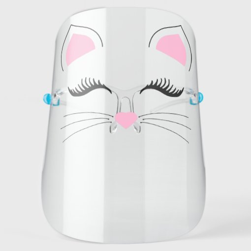 Glam Cat Face with Eyelashes Face Shield | Zazzle