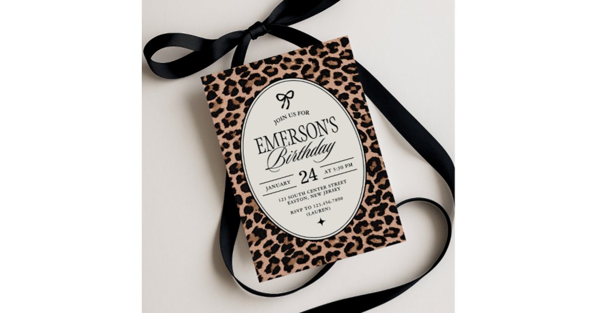 Glam Cheetah Print Birthday Party Invitation | Zazzle