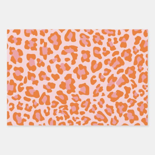Glam Cheetah Print Pattern in Orange and Pink Wrapping Paper Sheets ...