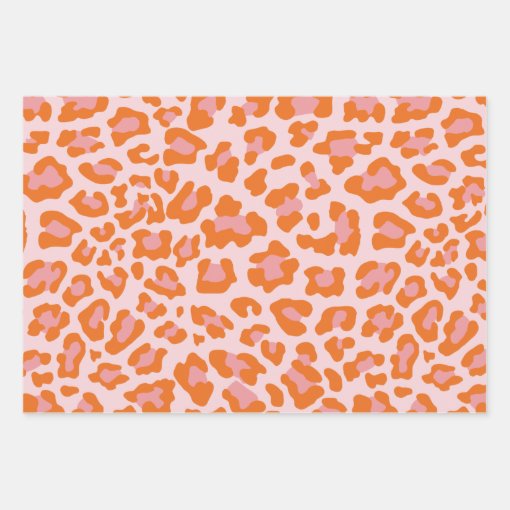 Glam Cheetah Print Pattern in Orange and Pink Wrapping Paper Sheets ...
