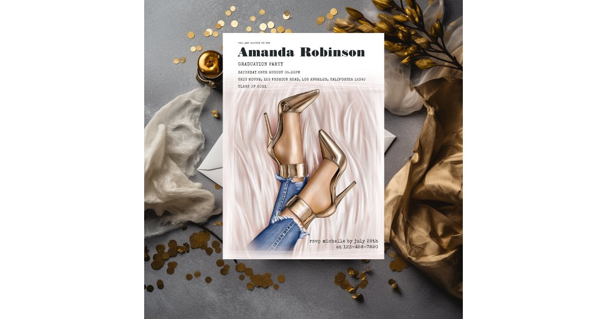 Glam Chic Fashion Show Graduation Party Invitation | Zazzle