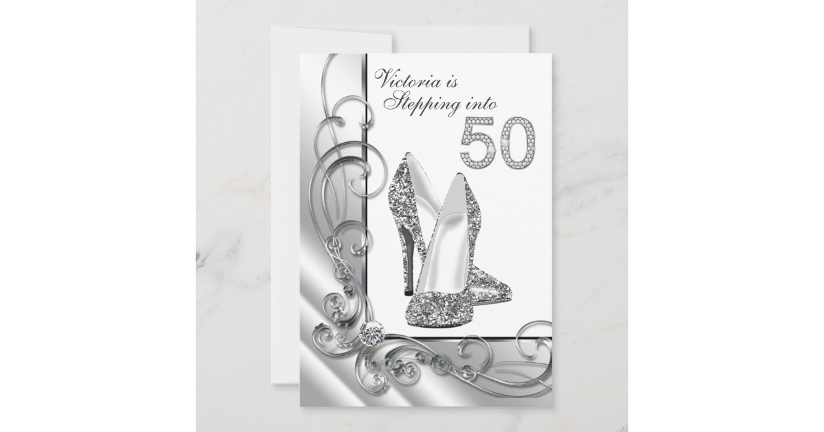 Glam Diamond Stepping Into 50 Birthday Party Invitation | Zazzle