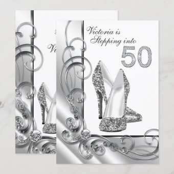 Glam Diamond Stepping Into 50 Birthday Party Invitation | Zazzle