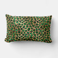 Glam Emerald Green Gold Leopard Spots Pattern Lumbar Pillow | Zazzle