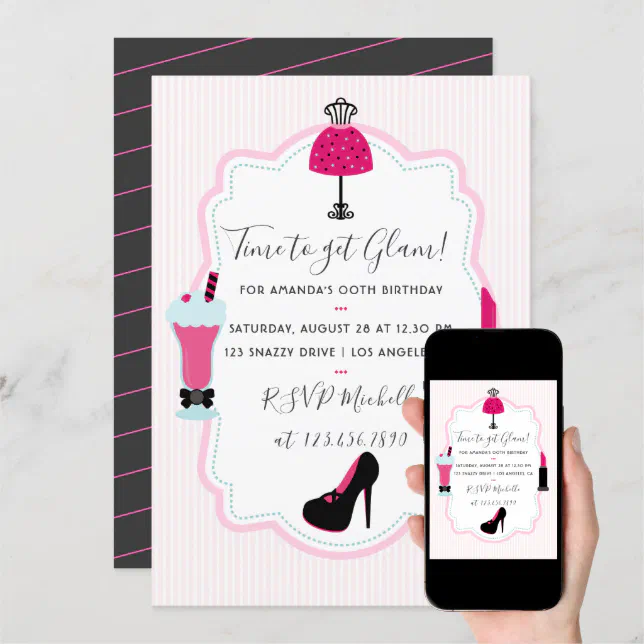 Glam Fashion Diva Birthday Party Invitation | Zazzle