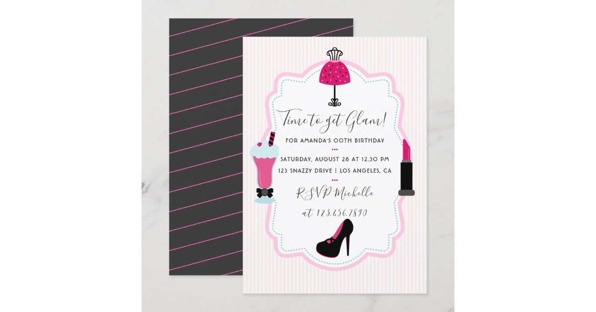 Glam Fashion Diva Birthday Party Invitation | Zazzle