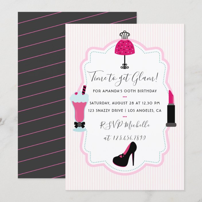 Glam Fashion Diva Birthday Party Invitation | Zazzle