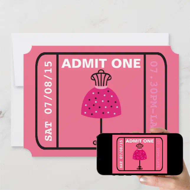 Glam Fashion Show Party Night Girl's Ticket Invitation | Zazzle