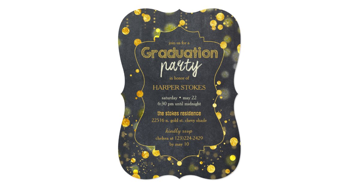 Glam Faux Gold Foil Confetti Graduation Party Invitation | Zazzle.com