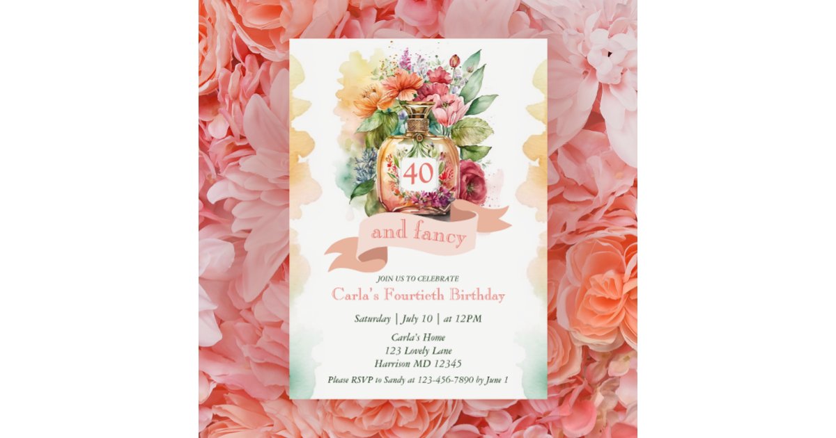 Glam Fourty and Fancy Fabulous Birthday Invitation | Zazzle