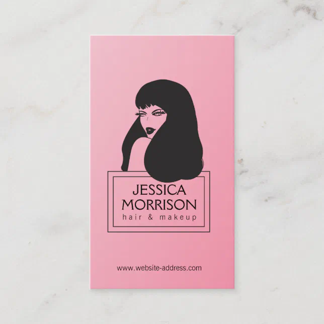 Glam Girl Pink Hair Salon Beauty Business Card | Zazzle