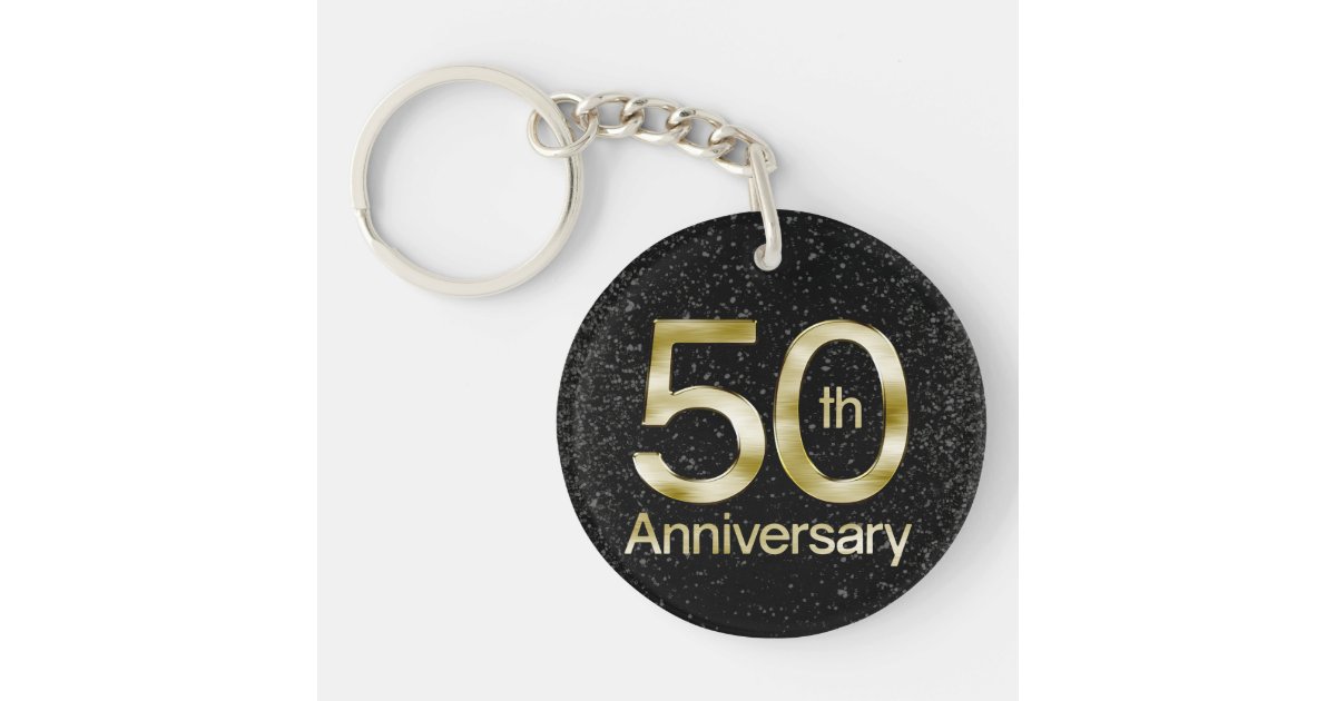 Glam Gold 50th Anniversary Keychain | Zazzle