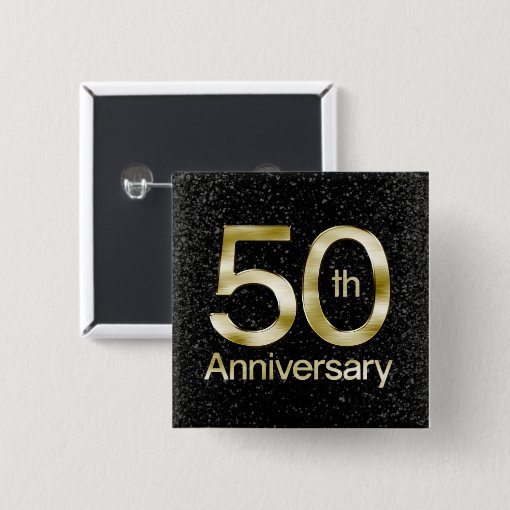 Glam Gold 50th Anniversary Pinback Button | Zazzle