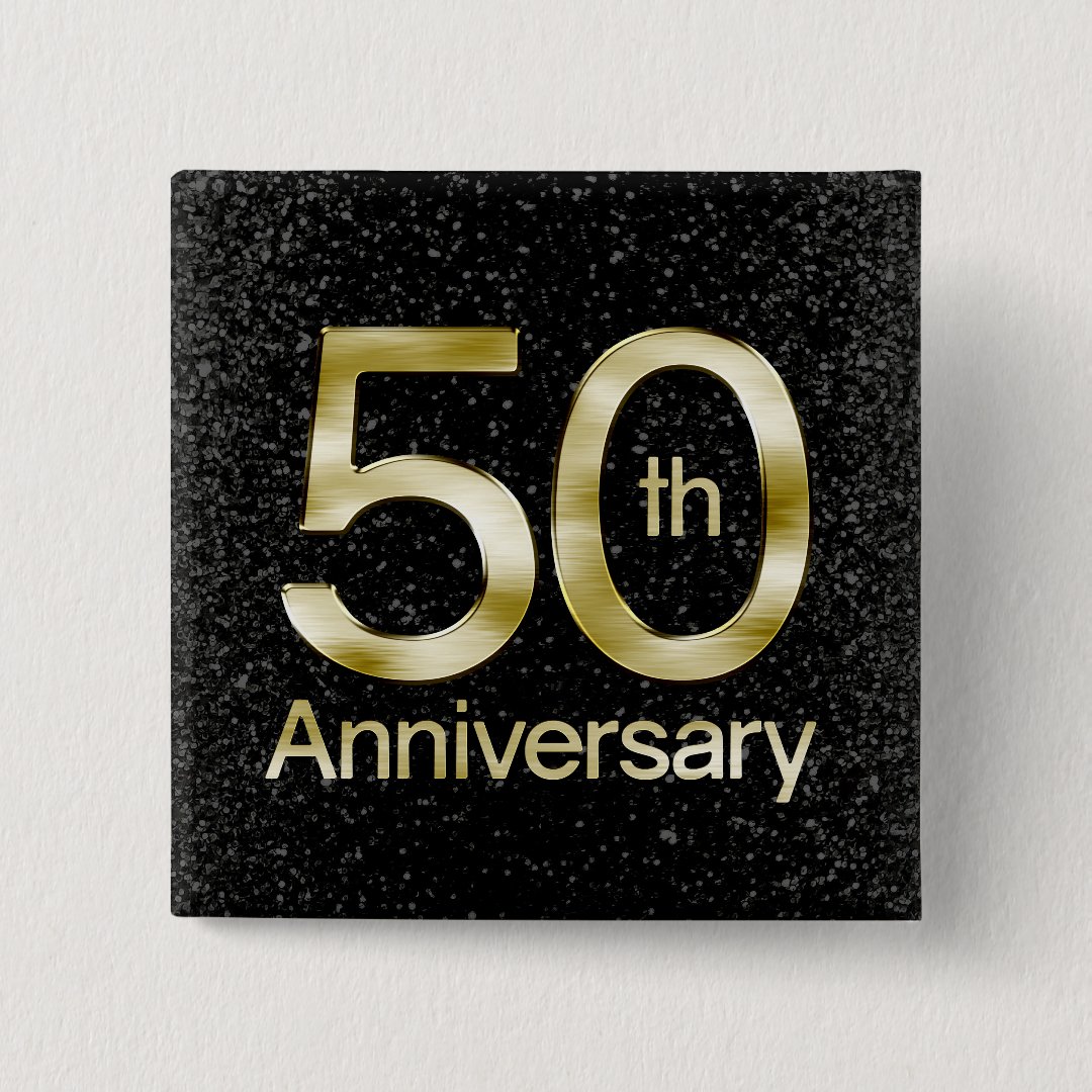 Glam Gold 50th Anniversary Pinback Button | Zazzle