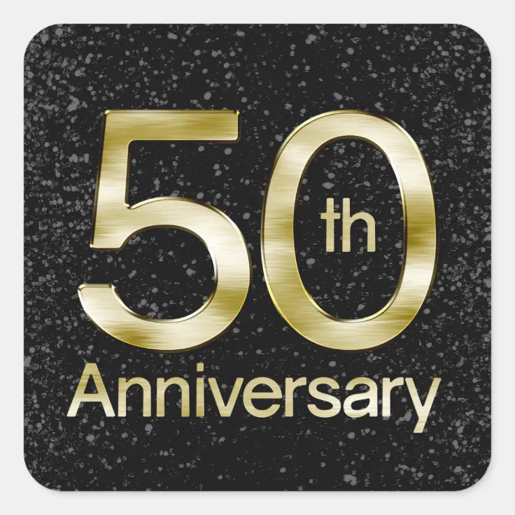 Glam Gold 50th Anniversary Square Sticker | Zazzle
