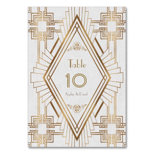 Glam Gold and White Great Gatsby Table Number | Zazzle.com
