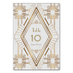 Glam Gold and White Great Gatsby Table Number | Zazzle