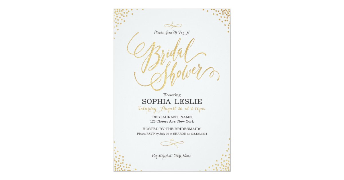 Glam gold calligraphy vintage Bridal Shower Invitation | Zazzle.com