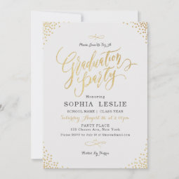 Glam gold calligraphy vintage graduation party invitation | Zazzle