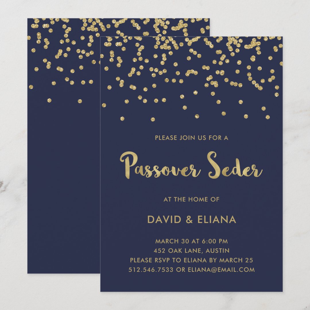 Glam Gold Confetti Passover Seder Invitation | Zazzle
