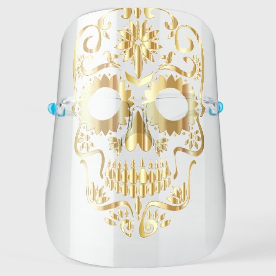 Glam gold day of the dead sugar skull face shield | Zazzle.com