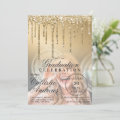 Glam Gold Metallic Glitter Drip Photo Graduation Invitation | Zazzle