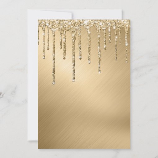 Glam Gold Metallic Glitter Drip Photo Graduation Invitation | Zazzle