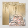 Glam Gold Metallic Glitter Drip Photo Graduation Invitation | Zazzle