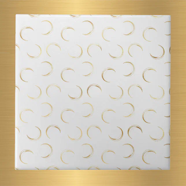 Glam Gold Moons White Ceramic Tile | Zazzle