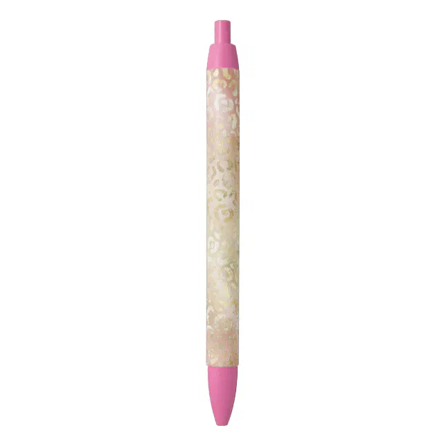 Glam Gold Rose Blush Pink Leopard Print Pen | Zazzle