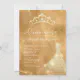 Glam Gold Sparkle Diamond Tiara Dress Quinceanera Invitation | Zazzle