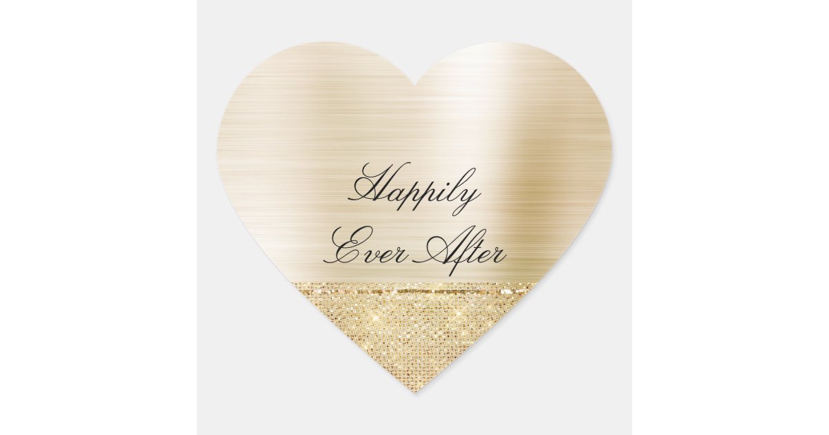Glam Gold Sparkle Heart Sticker | Zazzle