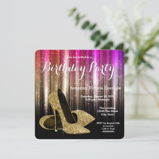 Glam High Heel Shoe Birthday Party Invitation | Zazzle