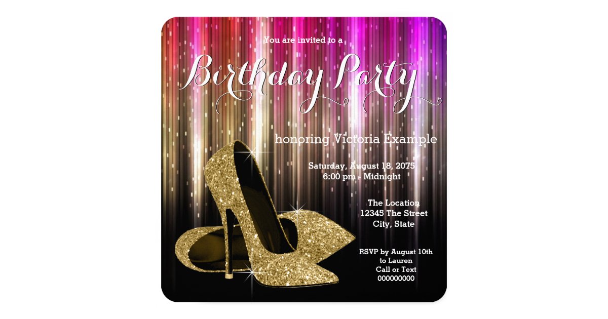 Glam High Heel Shoe Birthday Party Invitation | Zazzle.com