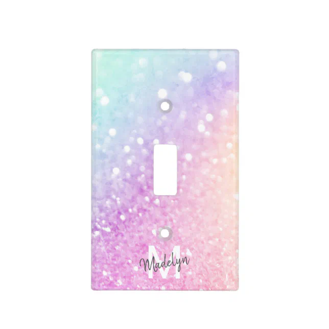 Glam Iridescent Glitter Personalized Colorful Light Switch Cover | Zazzle