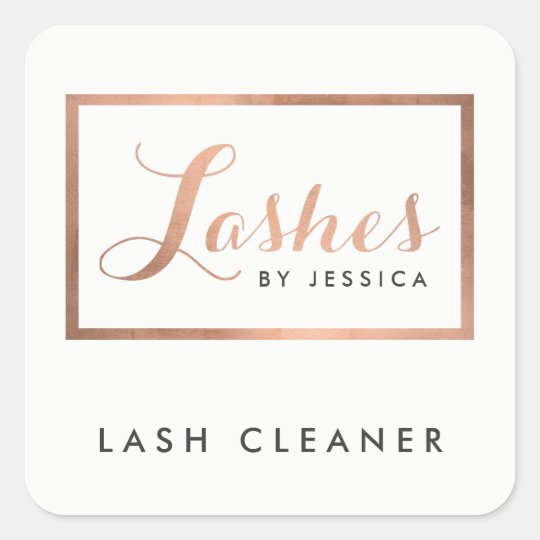 Glam Lashes Script Text Rose Gold Lash Cleaner Square Sticker | Zazzle.com