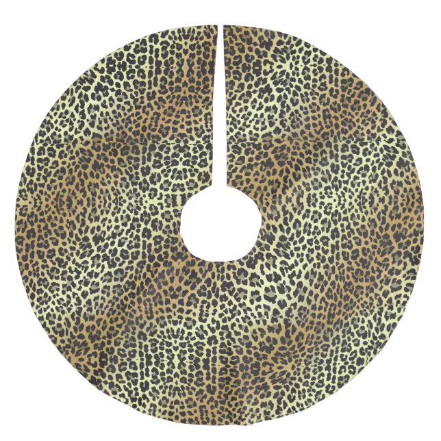 Glam Leopard Print and Gold Foil Brushed Polyester Tree Skirt | Zazzle
