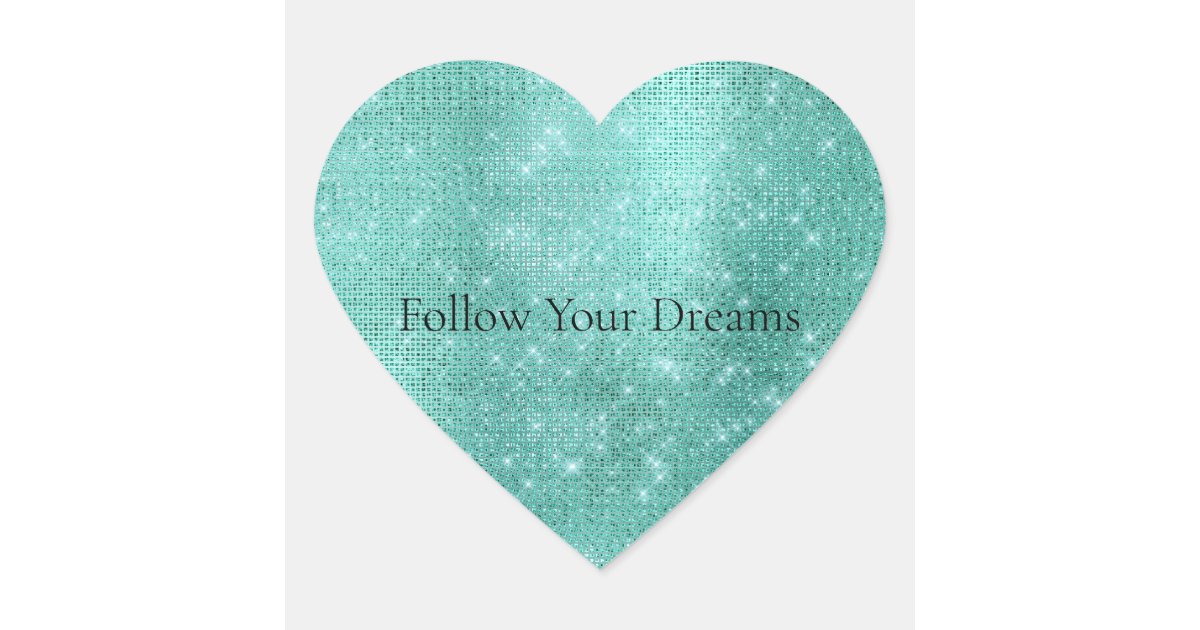 Glam Mint Sparkle Heart Sticker | Zazzle
