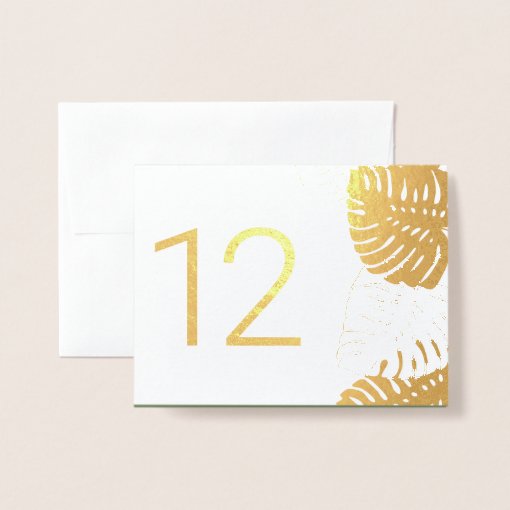 Glam Monstera Leaves REAL FOIL Table Numbers | Zazzle