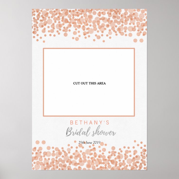 Glam Pink Bubbles Bridal Shower Cut Photo Booth Poster | Zazzle