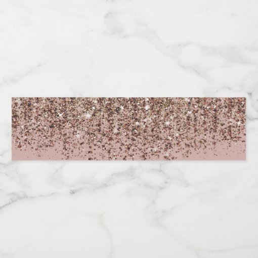 Glam Pink Glitter Cascade Chic Birthday Party Water Bottle Label | Zazzle