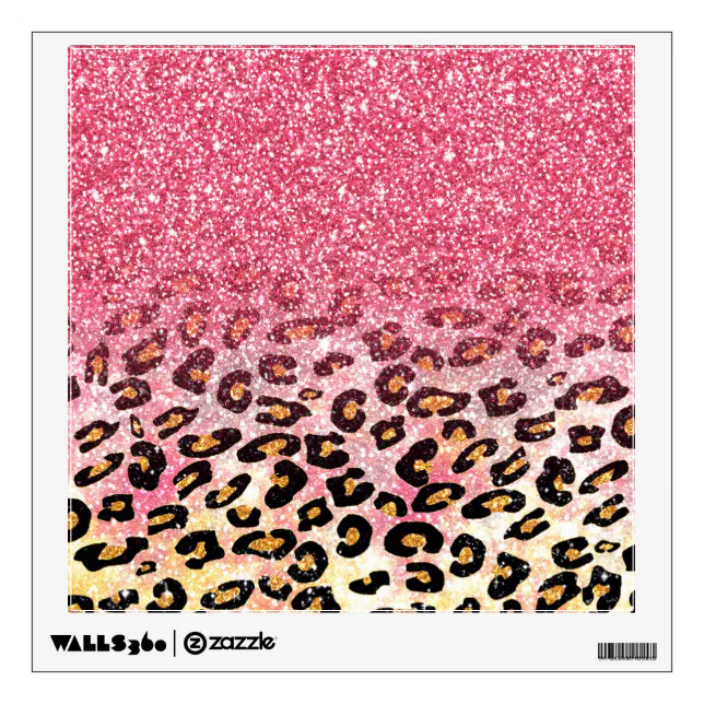 Glam Pink Glitter Leopard Pattern Wall Decal | Zazzle