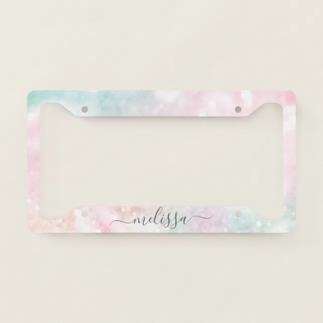 Glam Pink Glitter Pastel Girly Pattern License Plate Frame | Zazzle