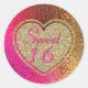Glam Pink & Gold Sweet 16 Birthday Classic Round Sticker | Zazzle