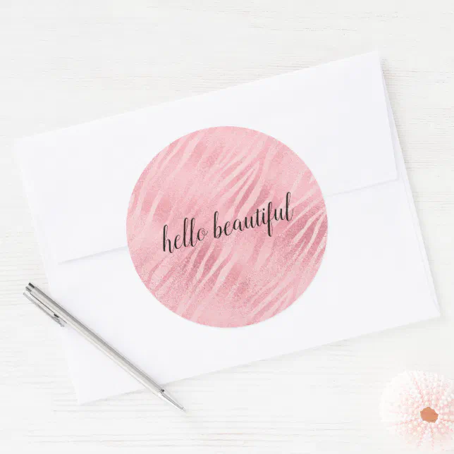 Glam Pink Zebra Print Classic Round Sticker | Zazzle