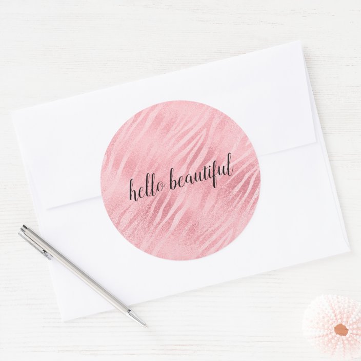 Glam Pink Zebra Print Classic Round Sticker | Zazzle.com